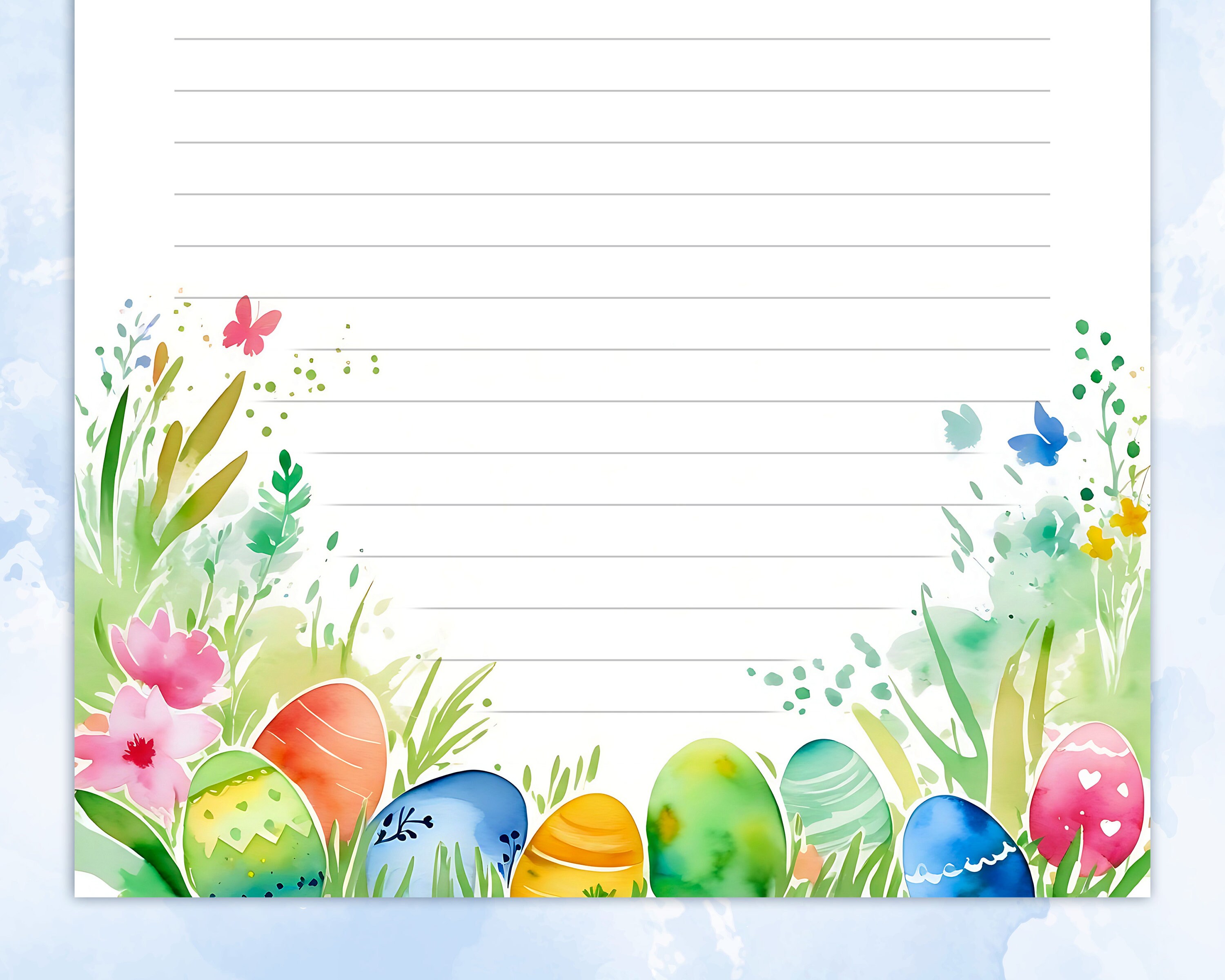 Printable Stationery Paper With an Easter Background, Happy Easter ...
