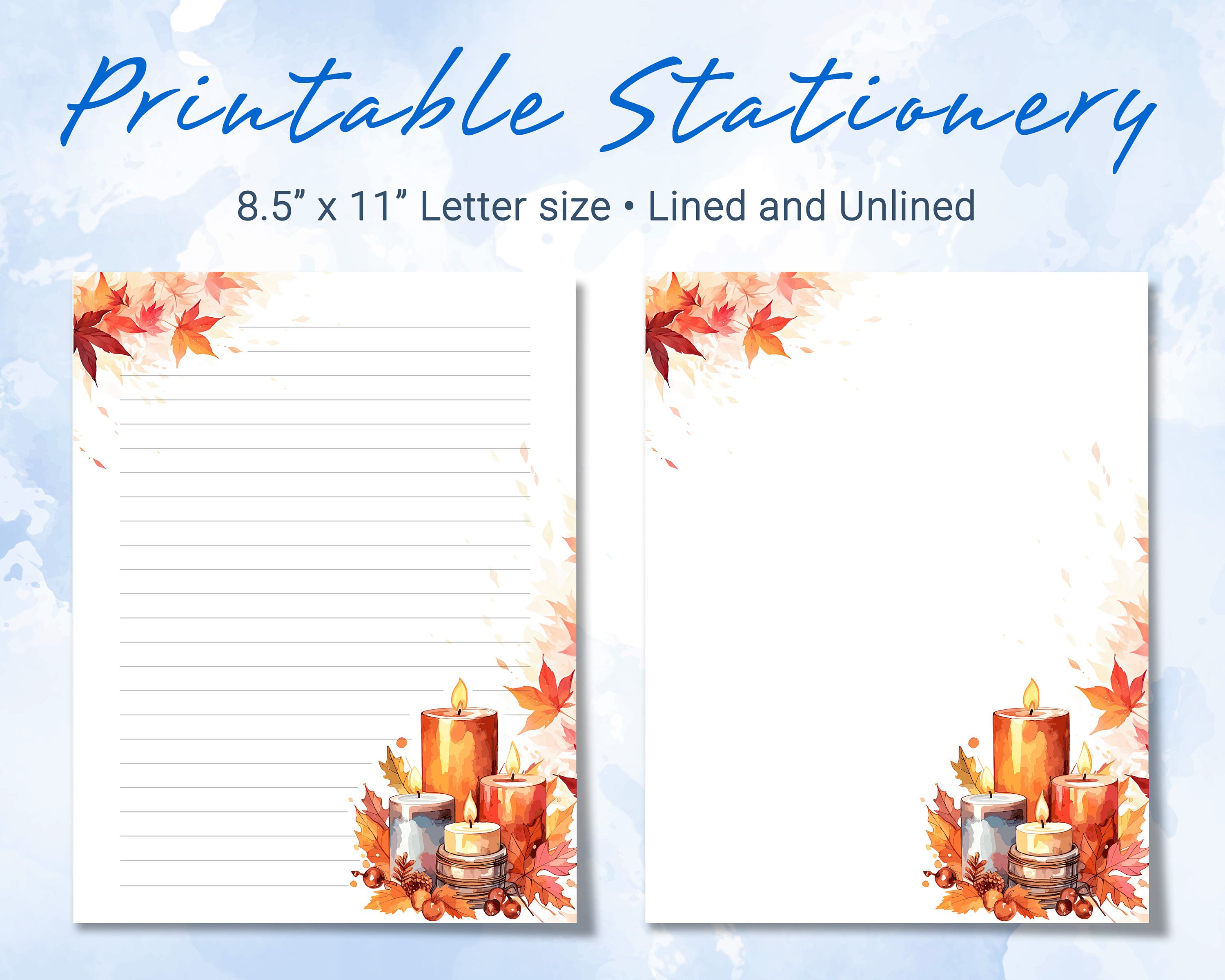 Autumn Printable Stationery, Printable Writing Paper With Fall Leaves ...