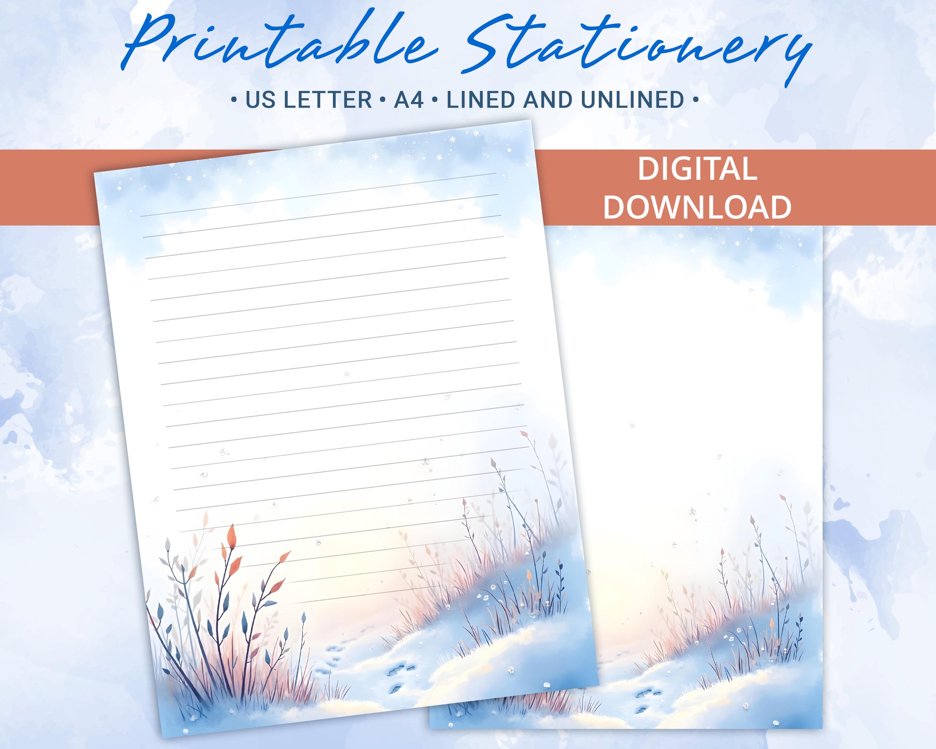 Winter Landscape Printable Stationery Paper: Lined Writing Paper - Etsy