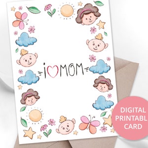Mother's Day Card Printable With Children Drawings, Printable Greeting ...