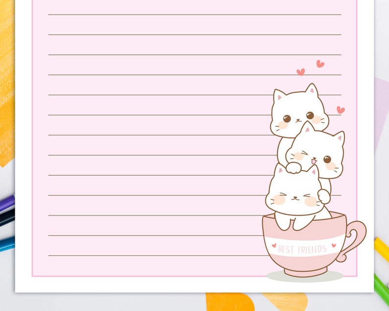 Kawaii Stationery Printable for Kids, Printable Letter Writing With ...