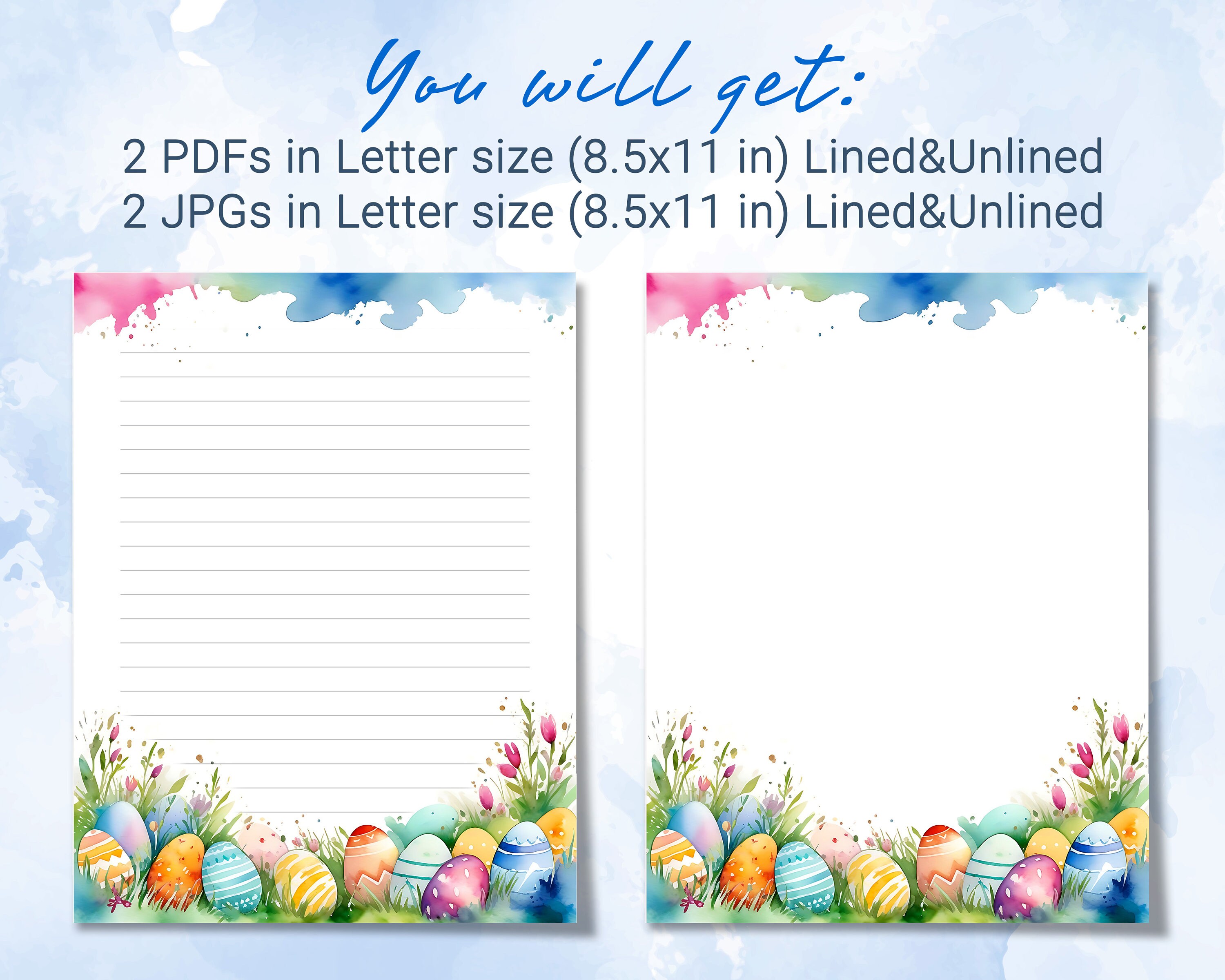 Printable Stationery Paper With an Easter Background, Happy Easter ...