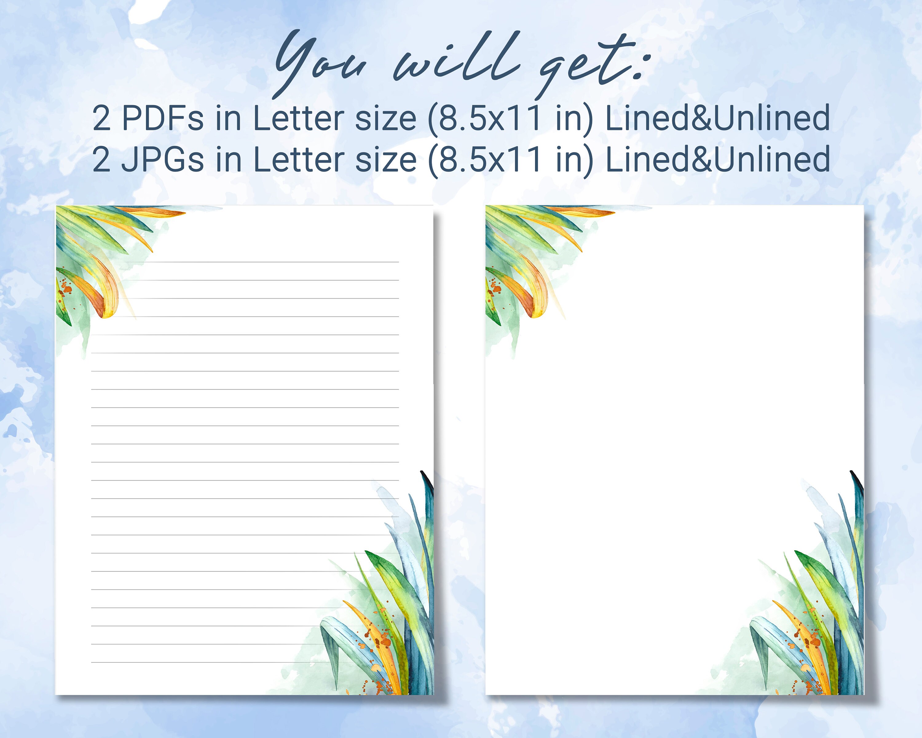 Printable Stationery Lined Paper With Nature Background, Printable ...
