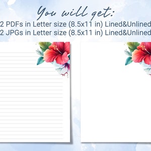 Floral Printable Stationery, Printable Writing Paper With Hibiscus and ...