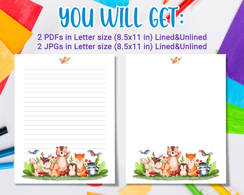 Printable Stationery for Kids, Printable Writing Paper With Watercolor ...