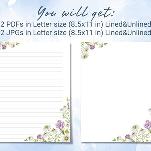 Floral Printable Stationery, Printable Writing Paper With Chamomile ...