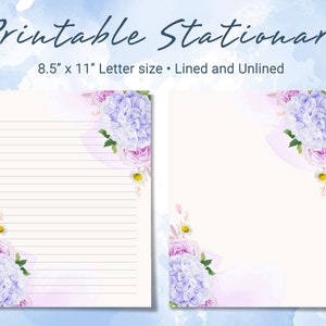 Floral Printable Stationery Lined Paper, Printable Writing Paper ...