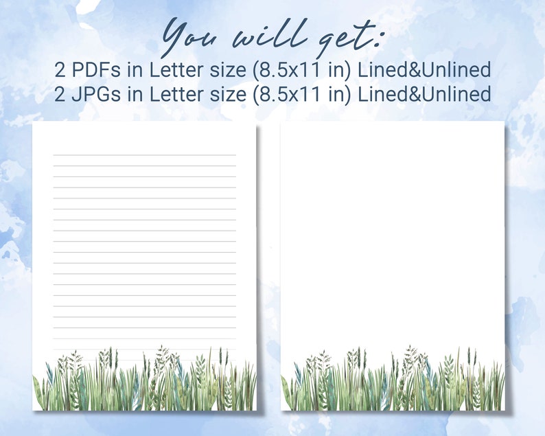 Green Grass Printable Stationery Printable Writing Paper With - Etsy