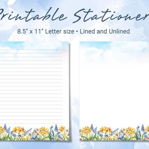 Floral Printable Stationery, Printable Writing Paper With Watercolor ...