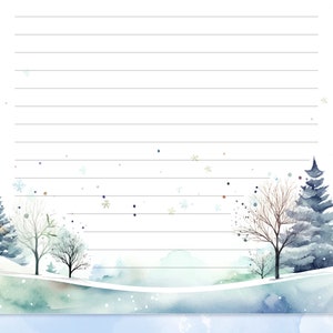 Printable Stationery Paper With Winter Background, Printable Writing ...
