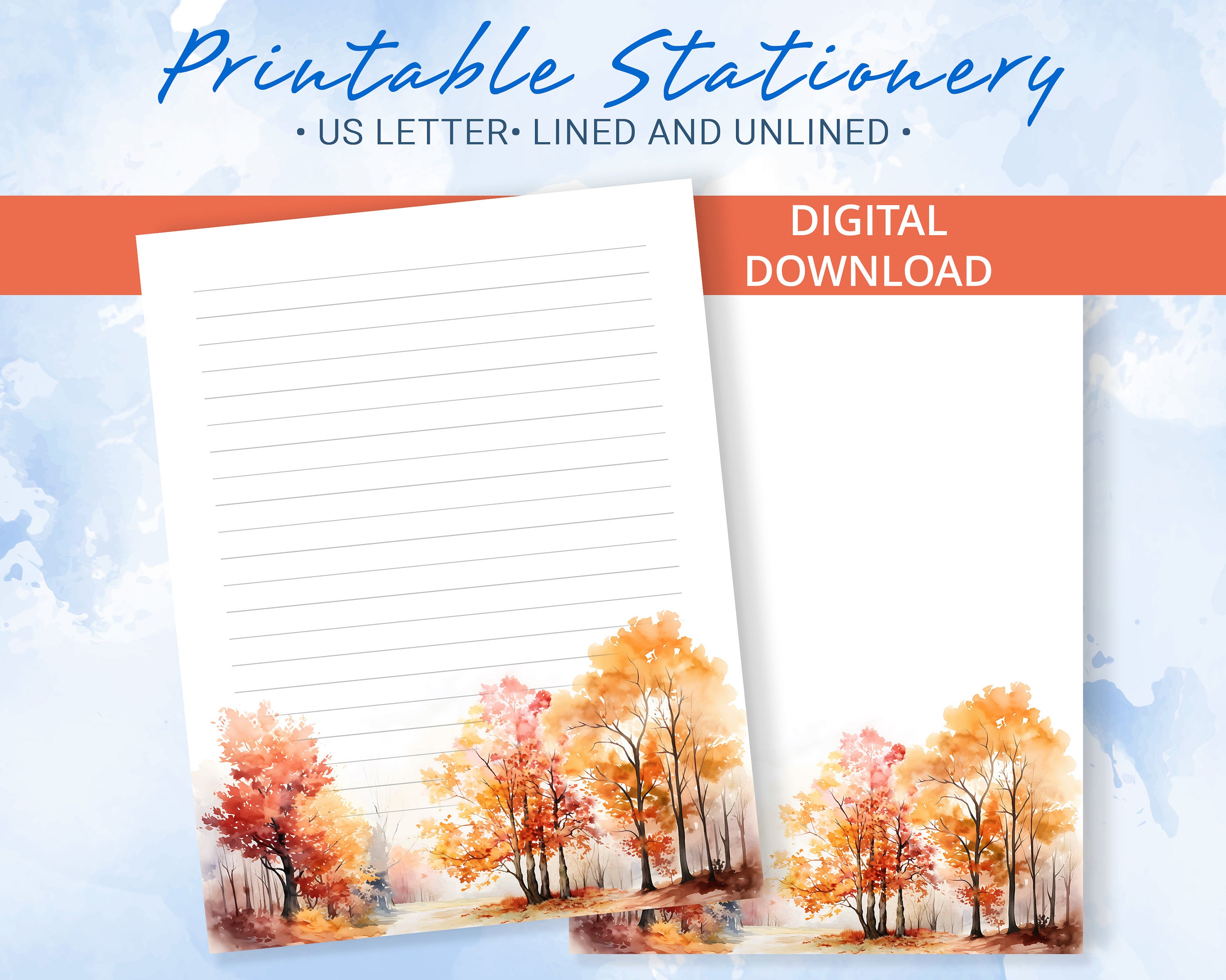 Autumn Printable Stationery, Printable Writing Paper With Road ...