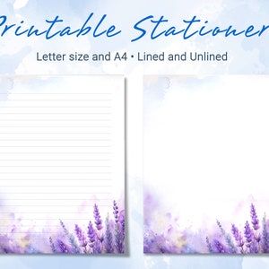 Printable Stationery Lined Paper, Letter Writing Paper With Lavender ...
