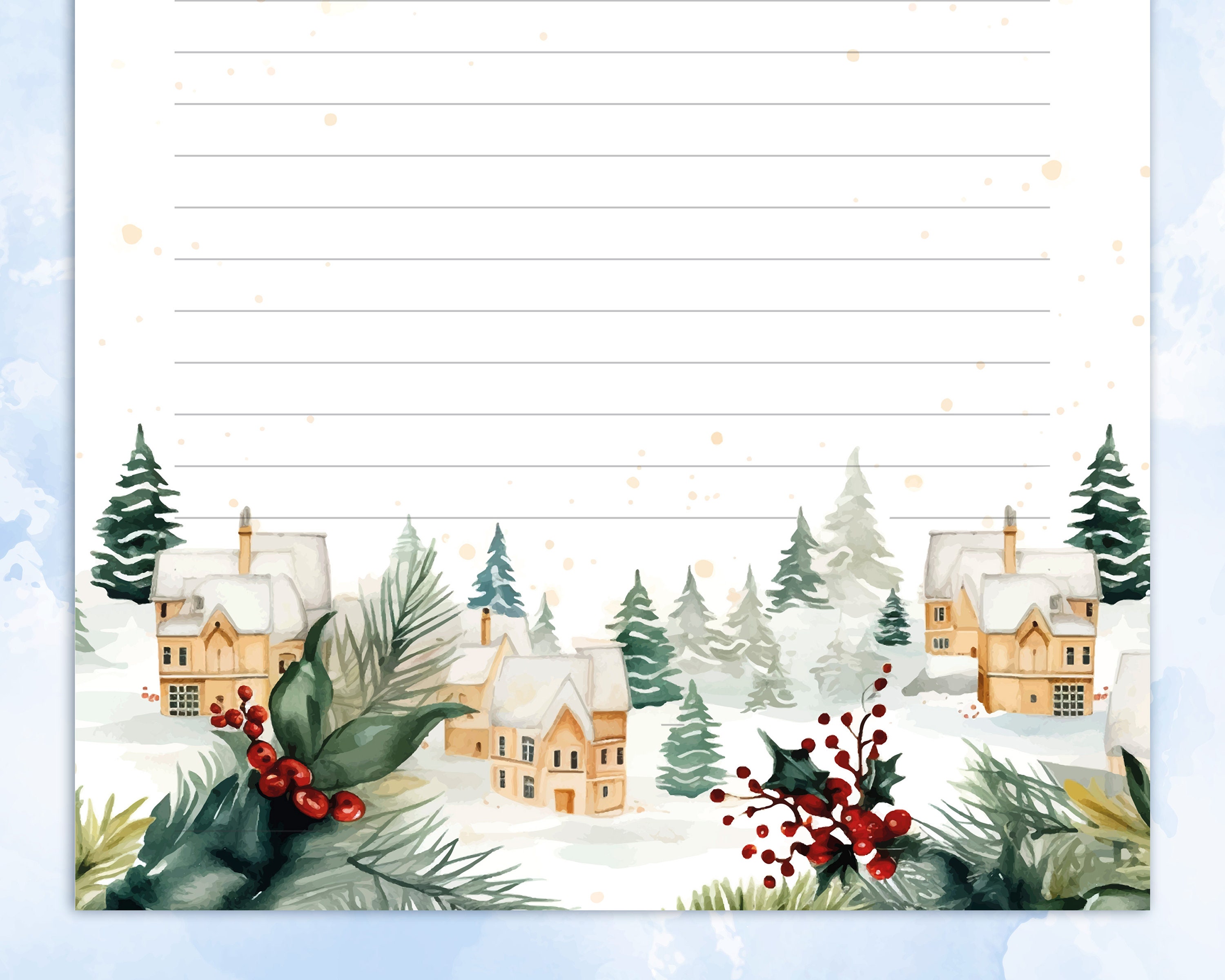 Winter Printable Stationery, Printable Writing Paper With a Christmas ...