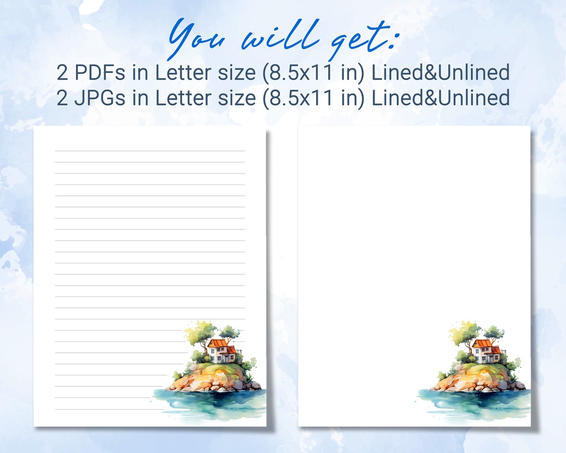 Printable Stationery, Printable Writing Paper With Little House on an ...