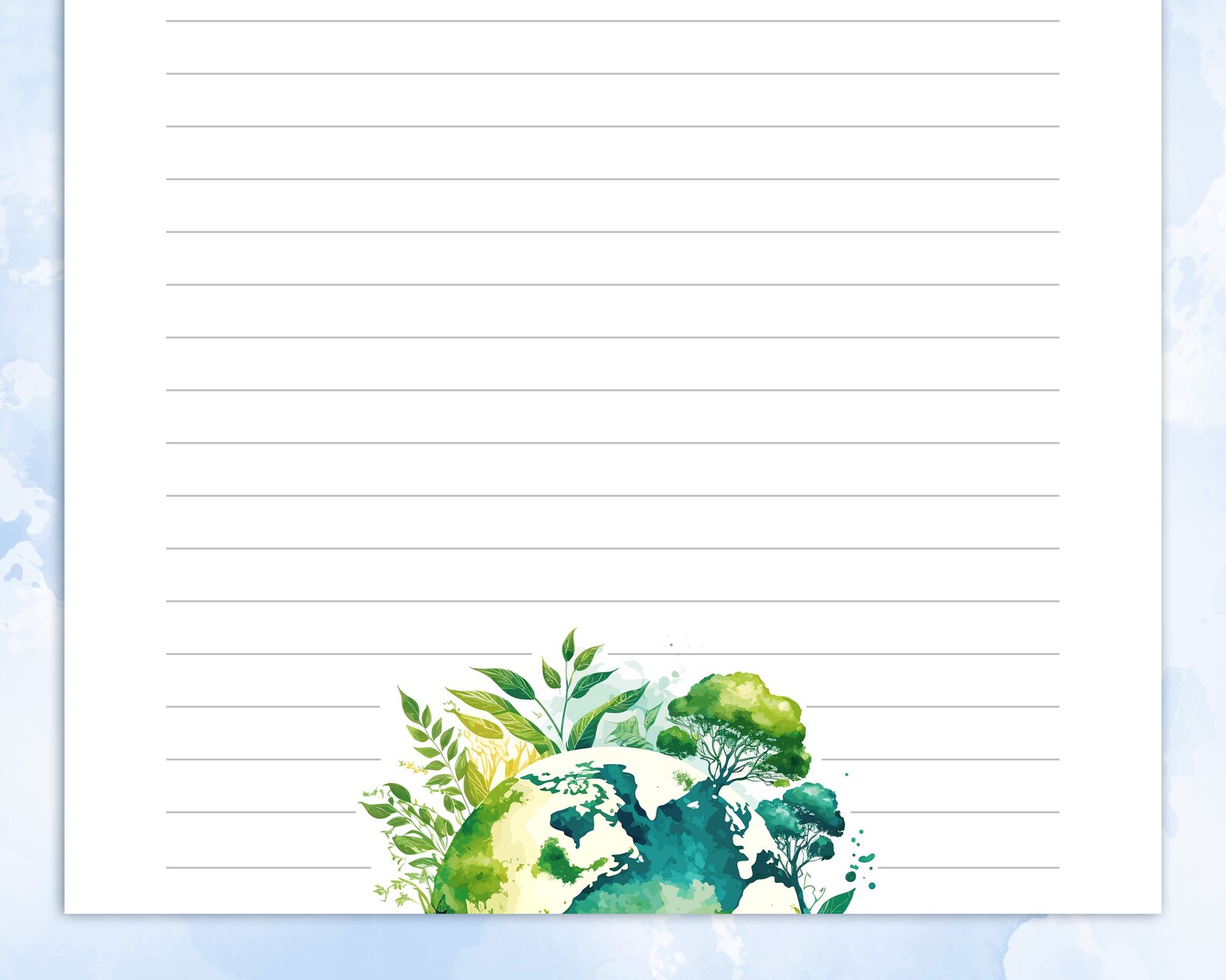 Printable Eco Stationery Lined Paper, Printable Writing Paper With a ...