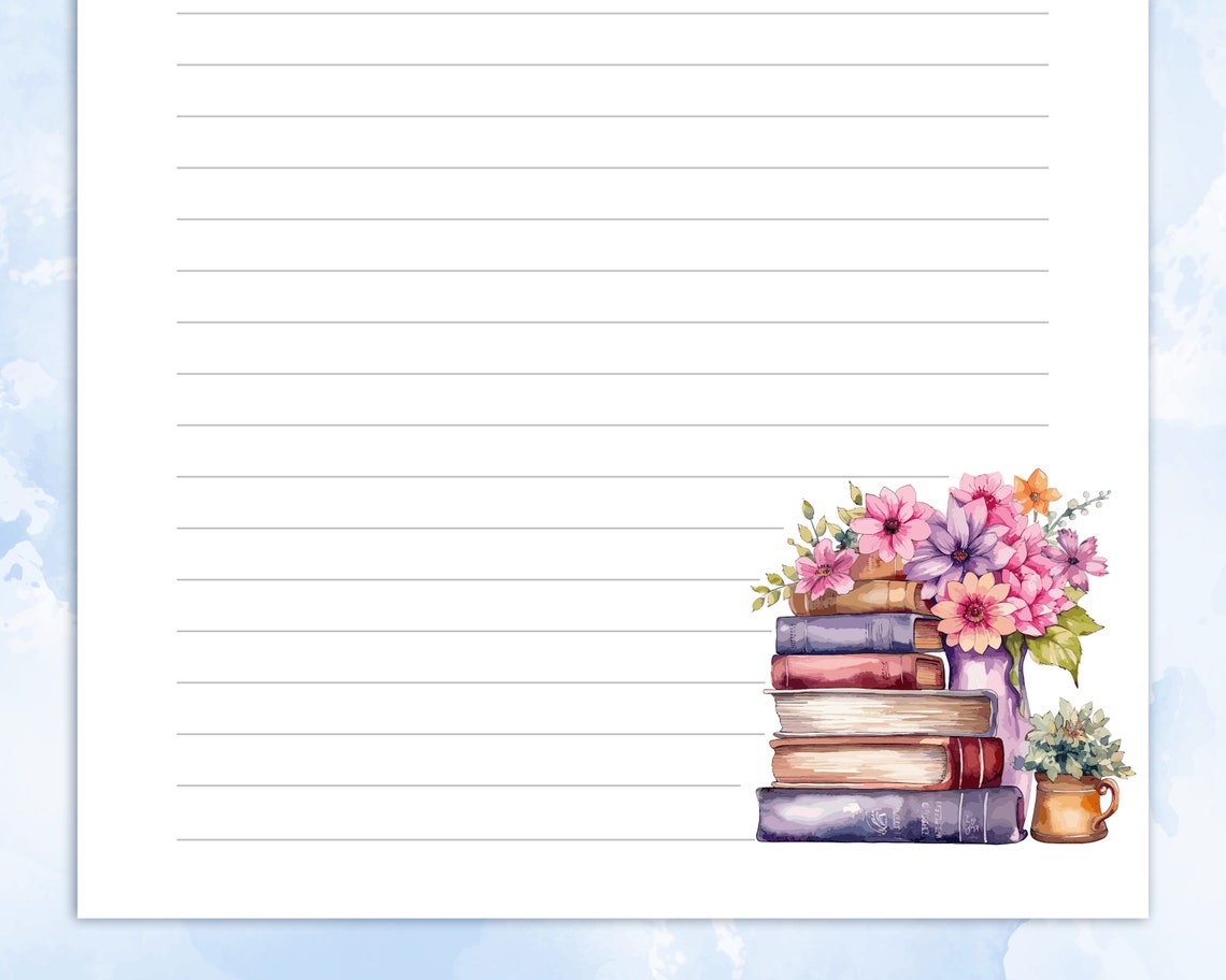 Printable Stationery Lined Paper, Printable Writing Paper With a Stack ...