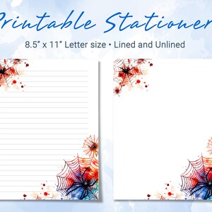 Halloween Printable Stationery, Printable Writing Paper With Spider ...