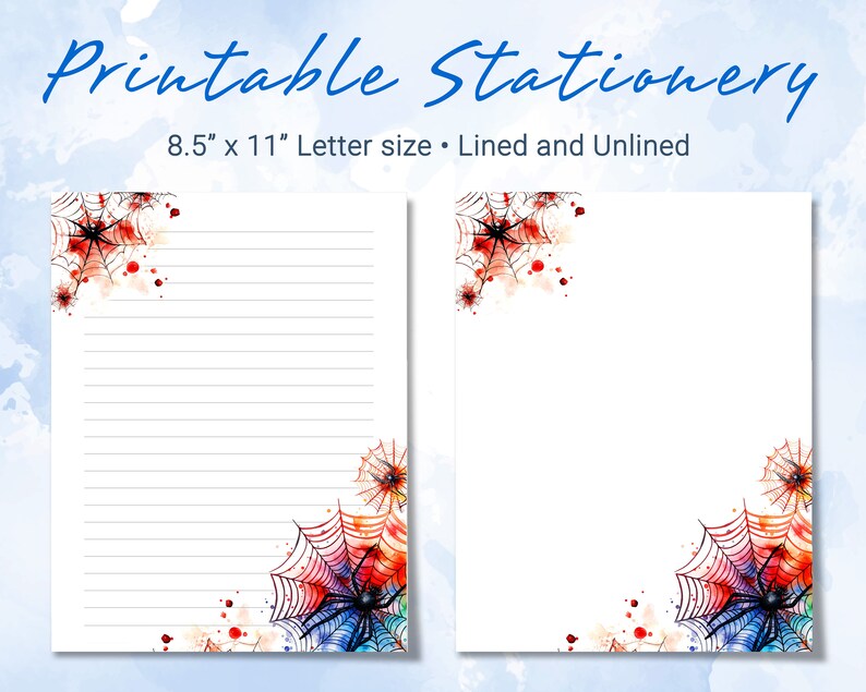 Halloween Printable Stationery, Printable Writing Paper With Spider ...