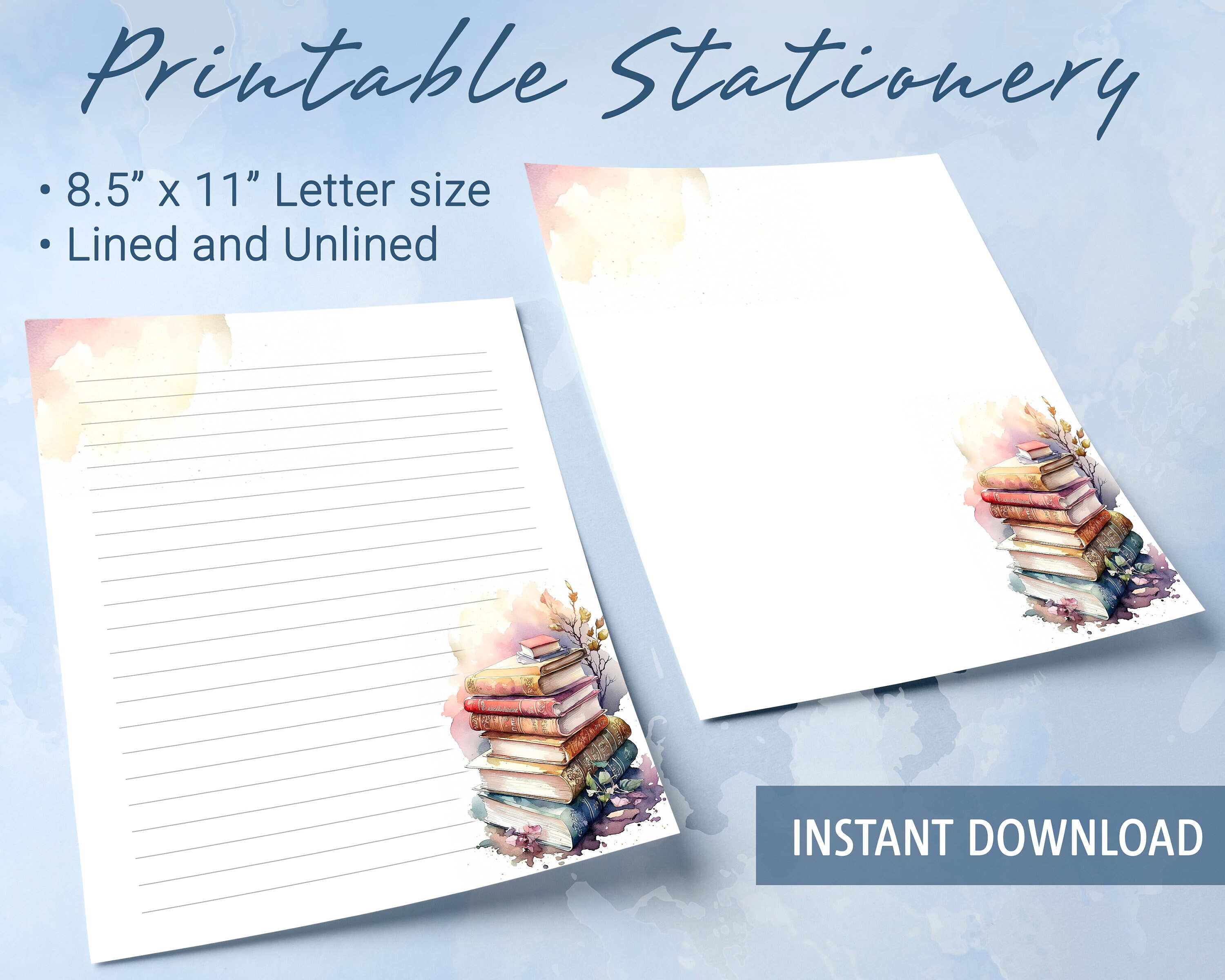 Printable Stationery Lined Paper Printable Writing Paper With - Etsy