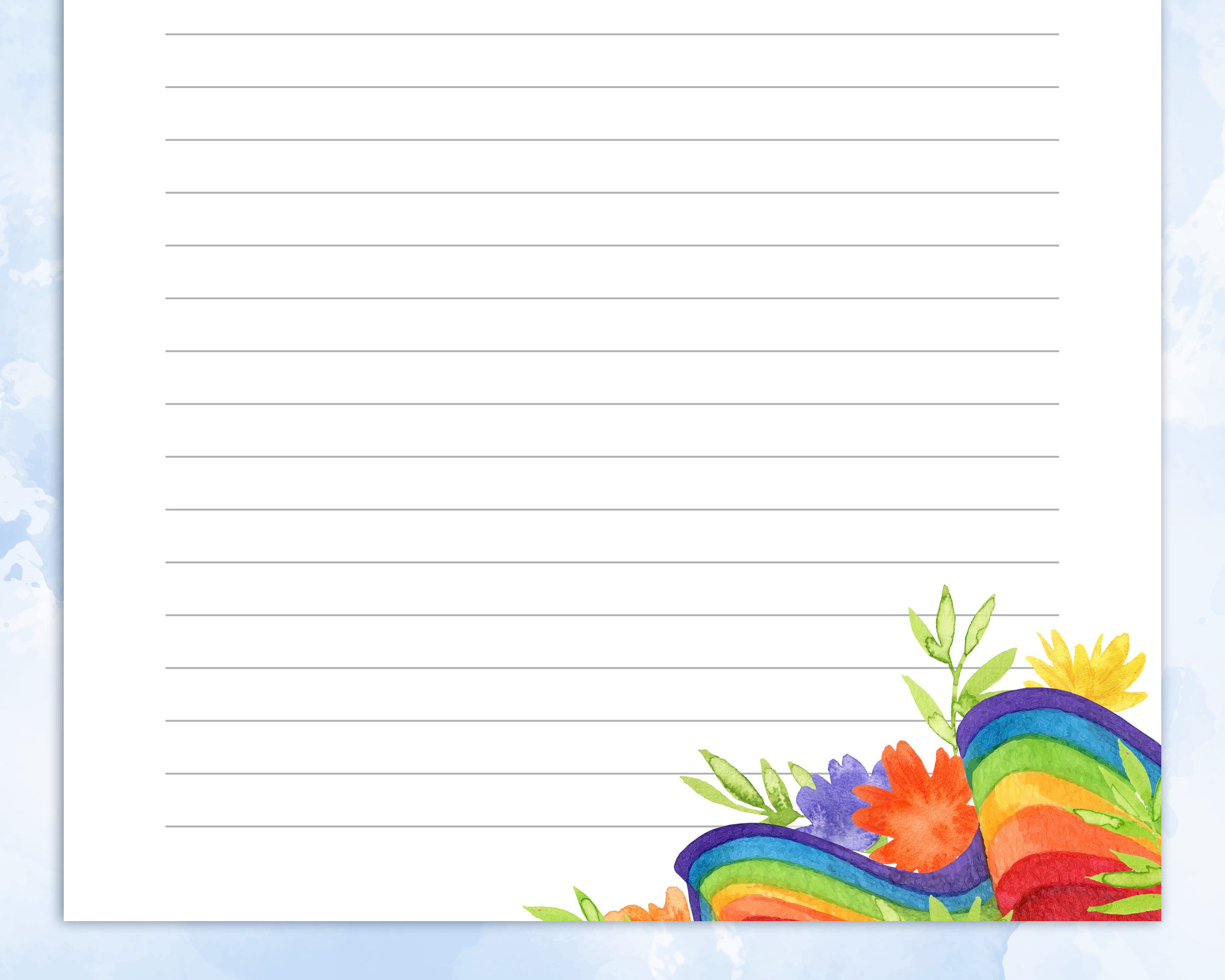 Printable Stationery Lined Paper for Pride Month Printable - Etsy