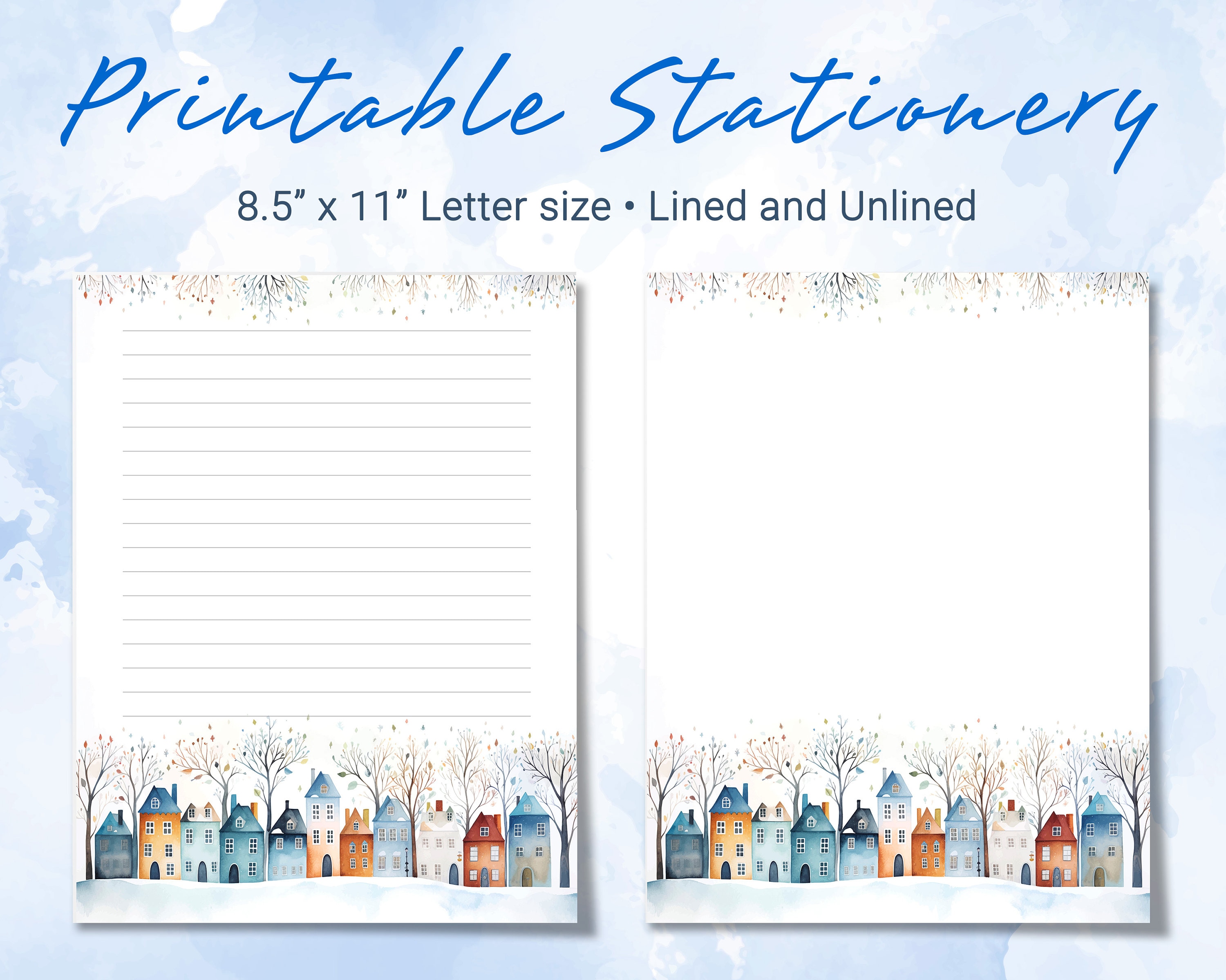 Winter Printable Stationery, Printable Writing Paper With Scandinavian ...
