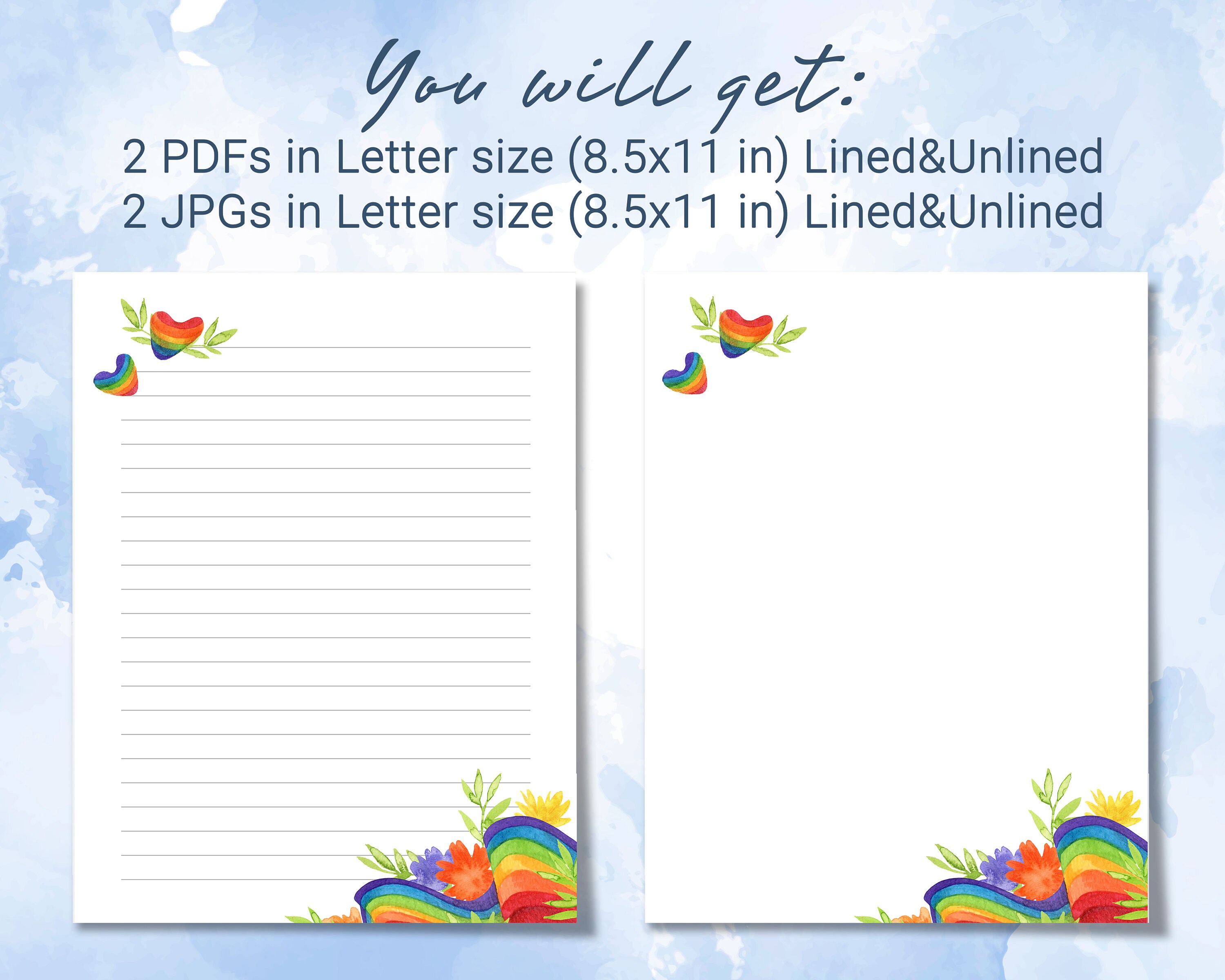 Printable Stationery Lined Paper for Pride Month, Printable Writing ...