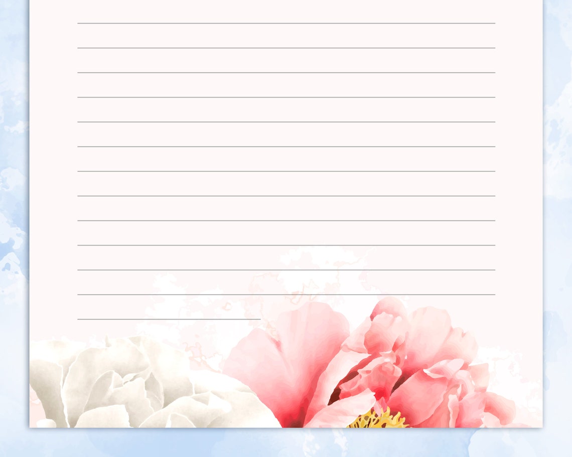 Floral Printable Stationery Lined Paper Printable Writing - Etsy