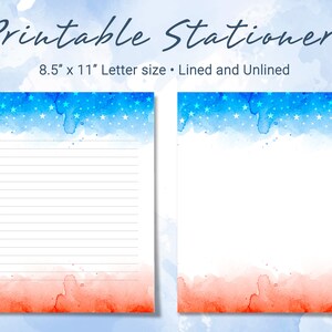 Printable Stationery Lined Paper Happy Independence Day of America ...