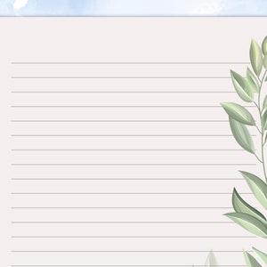 Leaves Printable Stationery, Printable Writing Paper With Green Leaves ...