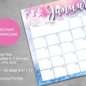 Editable January 2025 Calendar, January Wall Calendar With Snowflakes ...