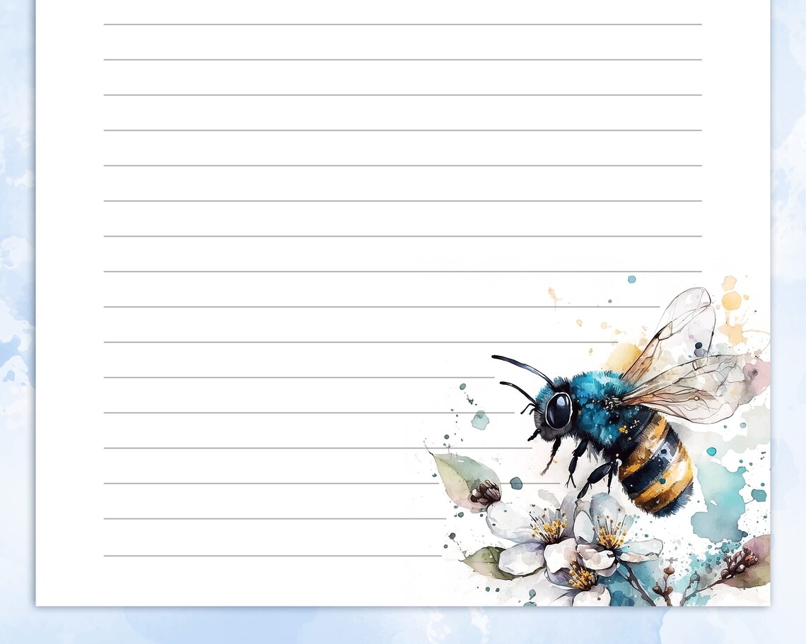 Floral Printable Stationery, Printable Writing Paper With Watercolor ...