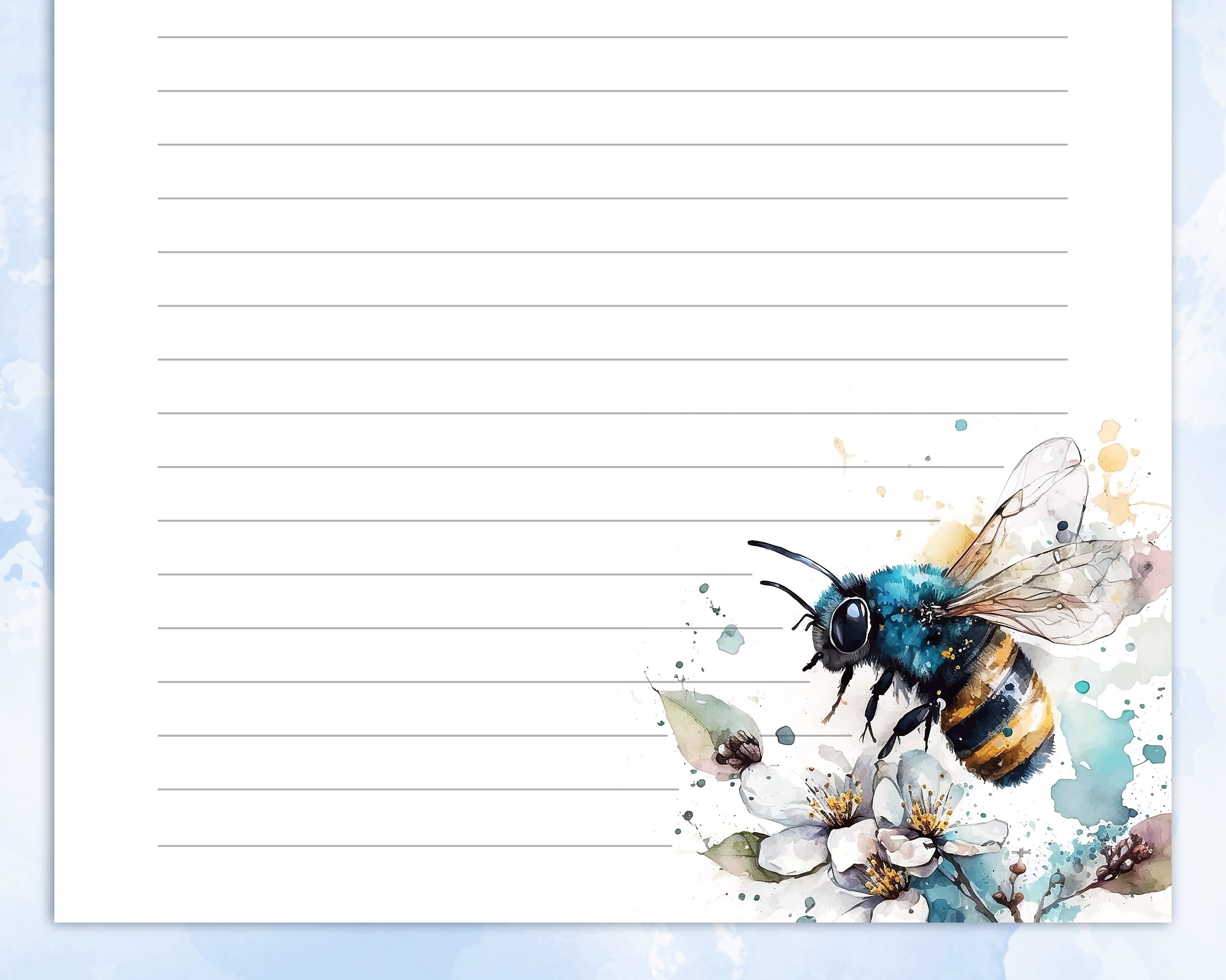 Floral Printable Stationery, Printable Writing Paper With Watercolor ...