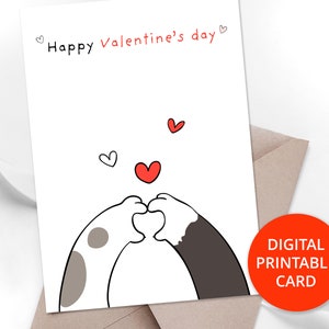 Printable Valentines Day Card Greeting Card With Cat - Etsy