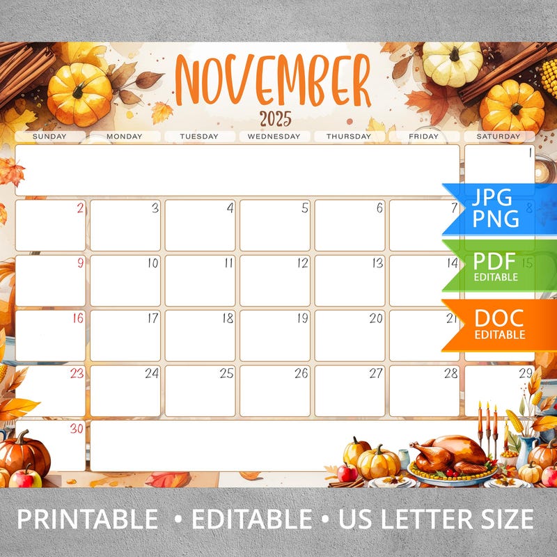 Free november 2025 calendar printable - Etsy.de