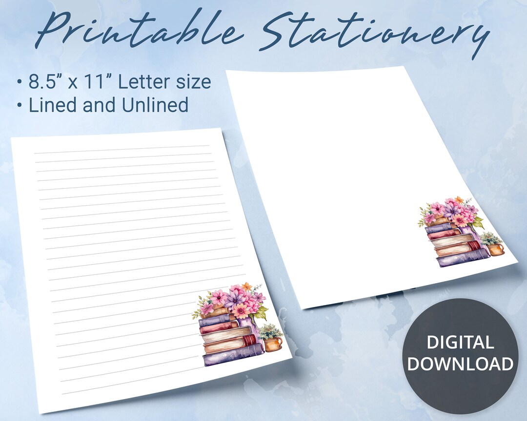 Printable Stationery Lined Paper, Printable Writing Paper With a Stack ...