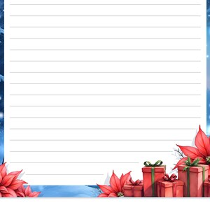 Printable Stationery Lined Paper, Letter Writing Paper With a Christmas ...