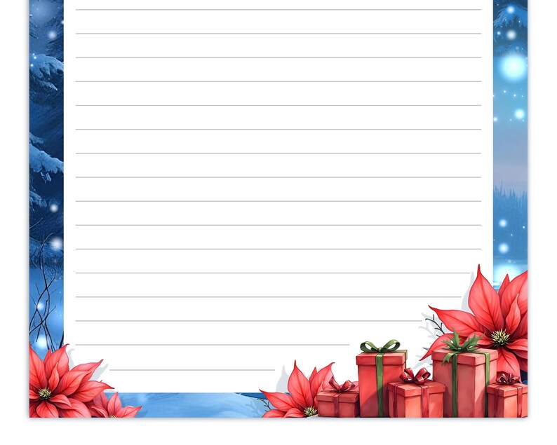 Christmas Printable Stationery Paper: Lined US Letter Template - Etsy