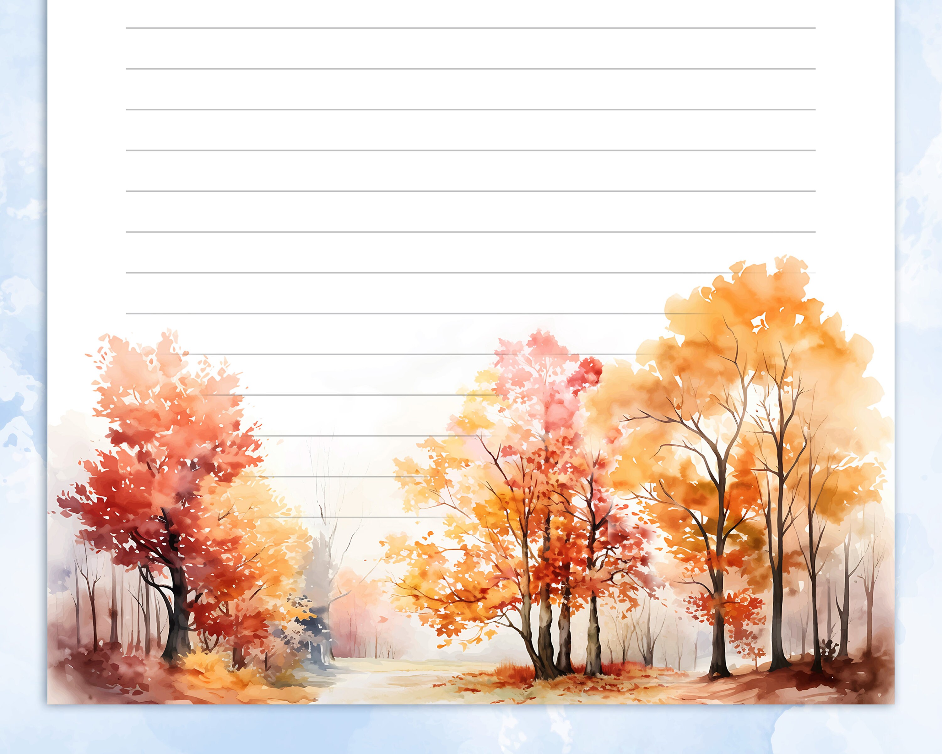 Autumn Printable Stationery, Printable Writing Paper With Road ...