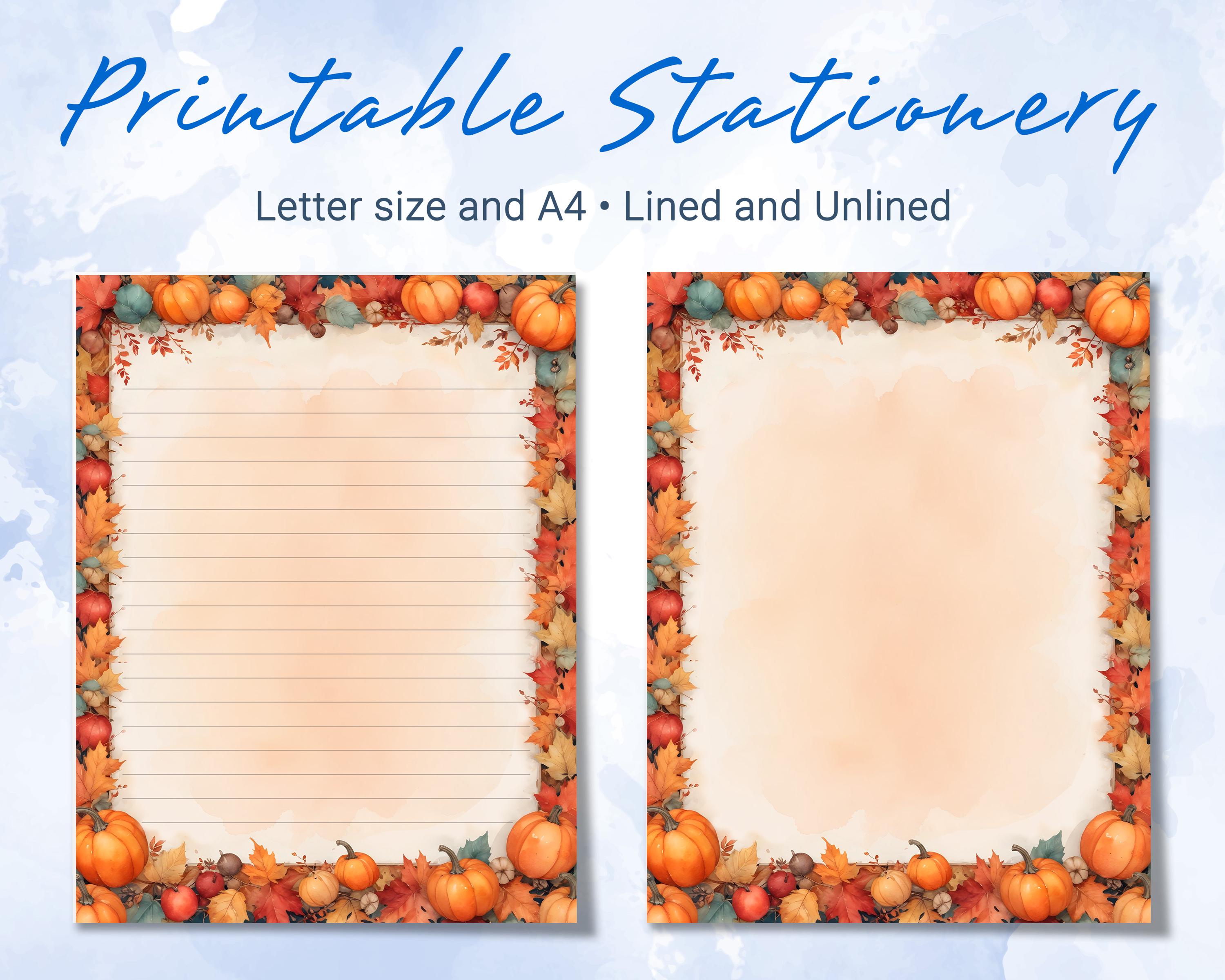 Thanksgiving Printable Stationery: Lined Writing Paper - Etsy