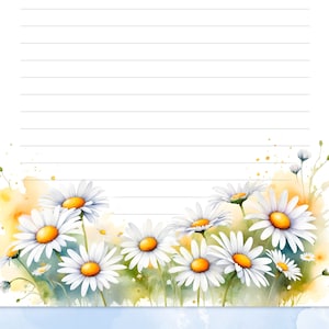 Printable Stationery Lined Paper, Letter Writing Paper With Daisies, A4 ...