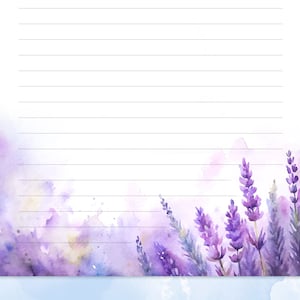 Printable Stationery Lined Paper, Letter Writing Paper With Lavender ...
