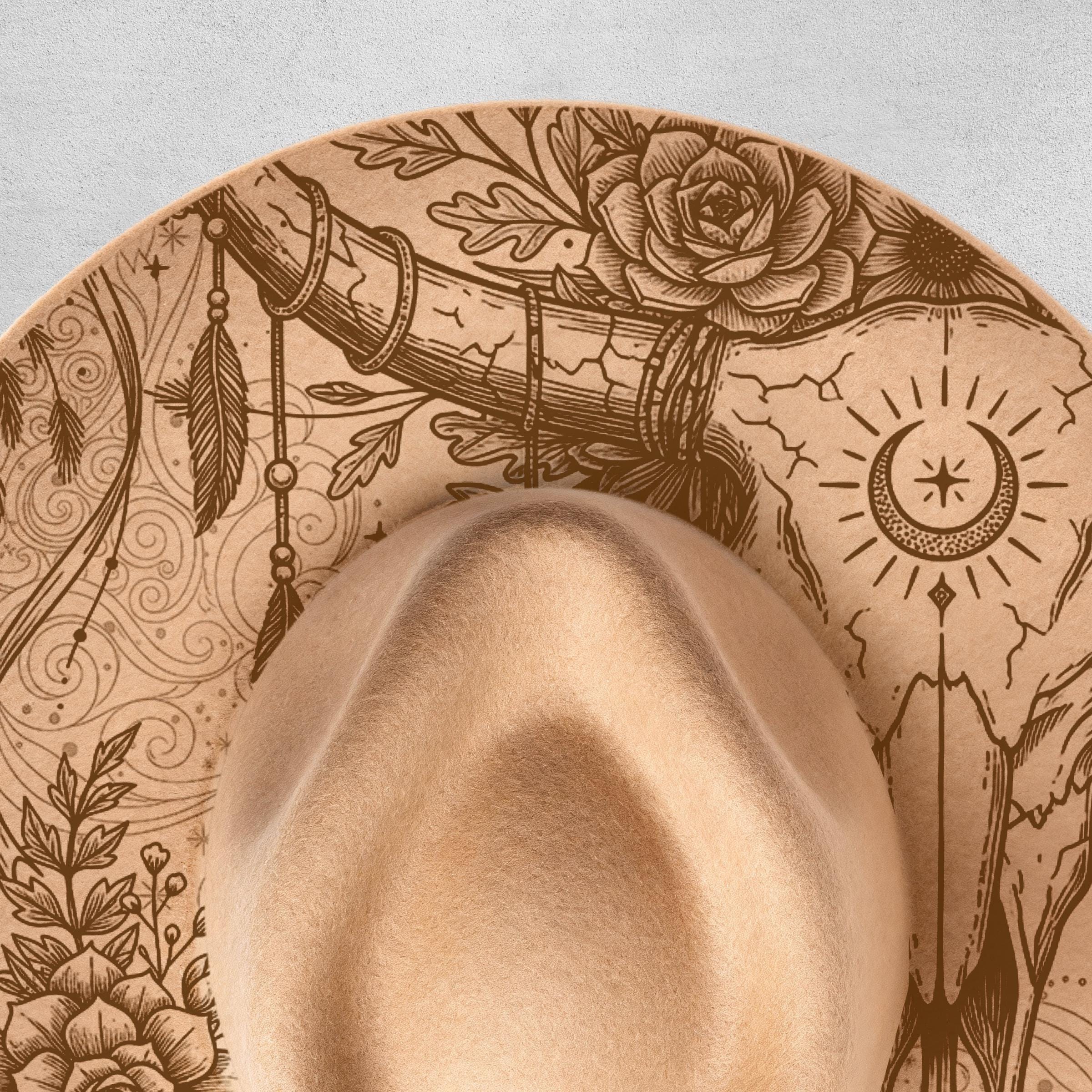 Boho Cow Skull Hat Design PNG, Mystic Laser Engraving Template ...
