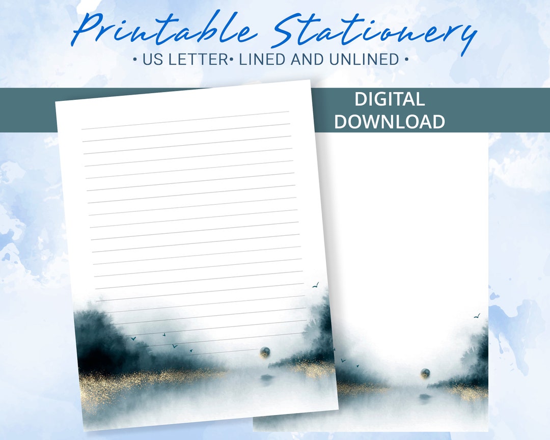 Printable Stationary, Printable Writing Paper With Abstract Landscape ...