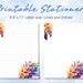 Printable Stationery Lined Paper With Colorful Flowers in Rainbow ...