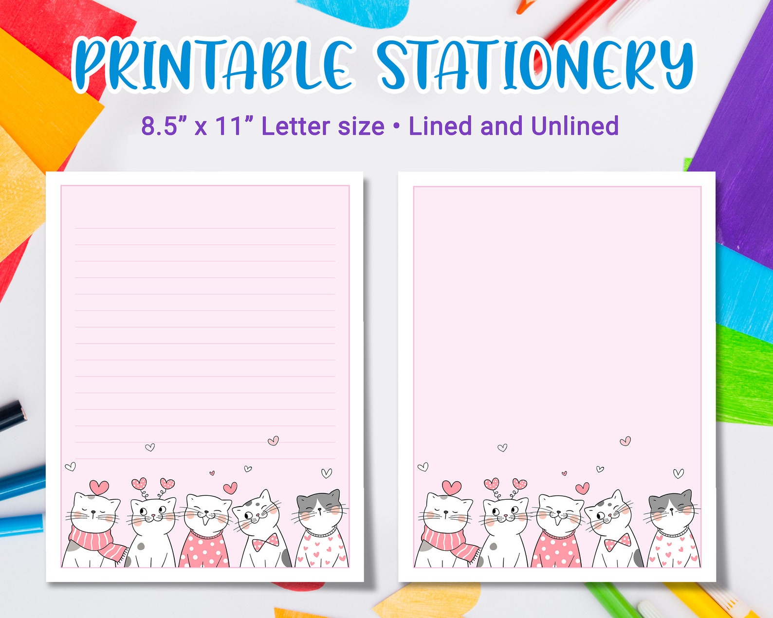 Kawaii Stationery Printable for Kids, Printable Letter Writing With ...