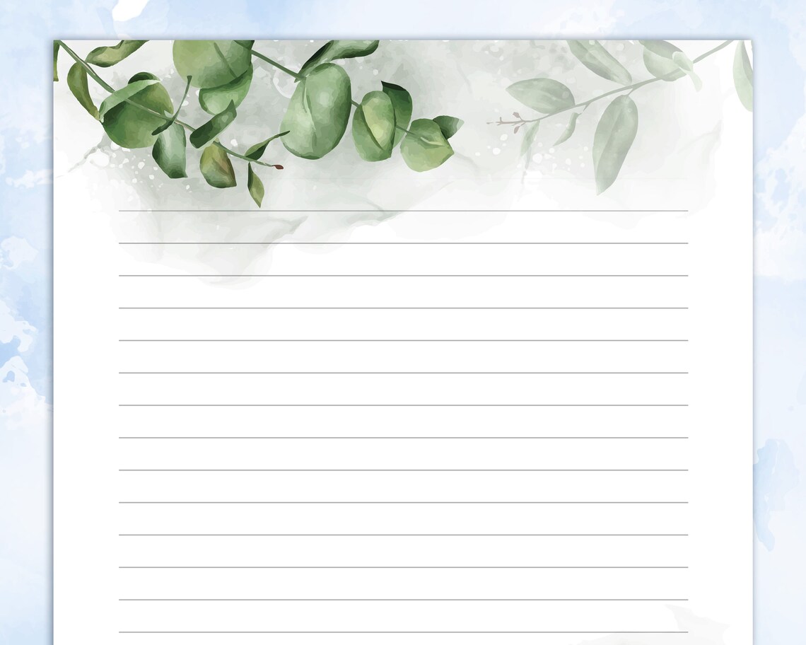 Printable Stationary Paper, Greenery Florals Printable Writing Paper ...