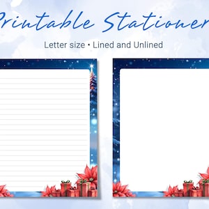 Printable Stationery Lined Paper, Letter Writing Paper With a Christmas ...