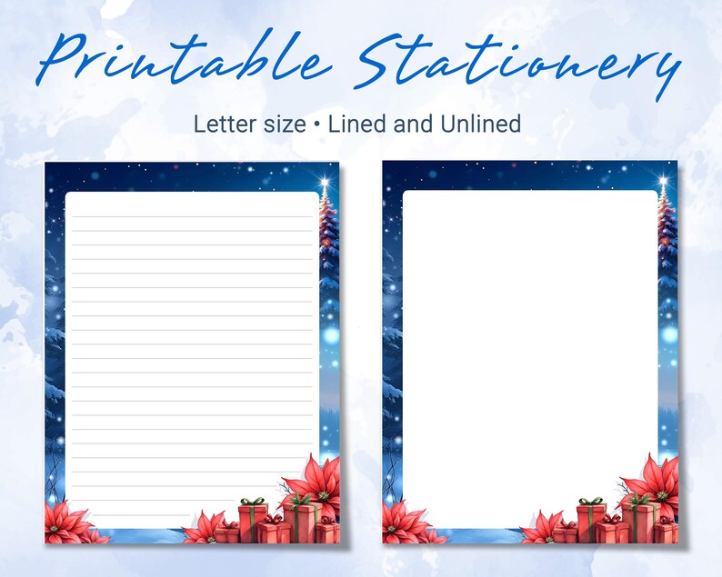 Christmas Printable Stationery Paper: Lined US Letter Template - Etsy