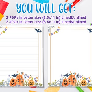 Cute Halloween Stationery Printable for Kids, Printable Letter Writing ...