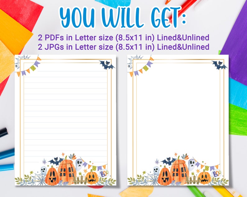 Cute Halloween Stationery, Pumpkin Houses, Ghosts (digital Download) - Etsy